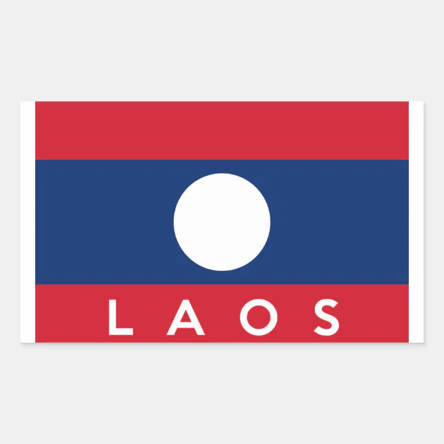 Laos country flag symbol name text rectangular sticker | Zazzle