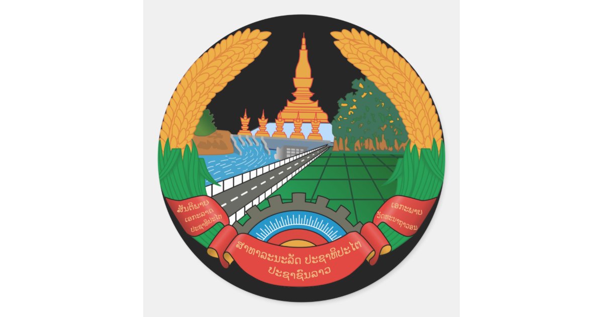 laos emblem classic round sticker | Zazzle