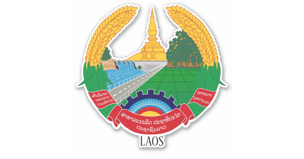 Laos National Emblem Patriotic Sticker | Zazzle