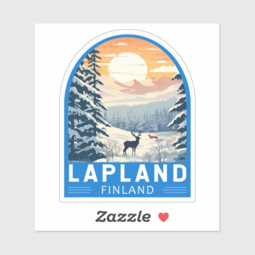 Lapland Finland Travel Art Vintage Sticker | Zazzle