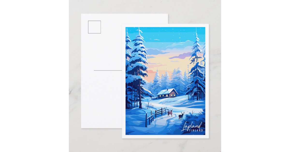 Lapland Finland vintage travel illustration Postcard | Zazzle