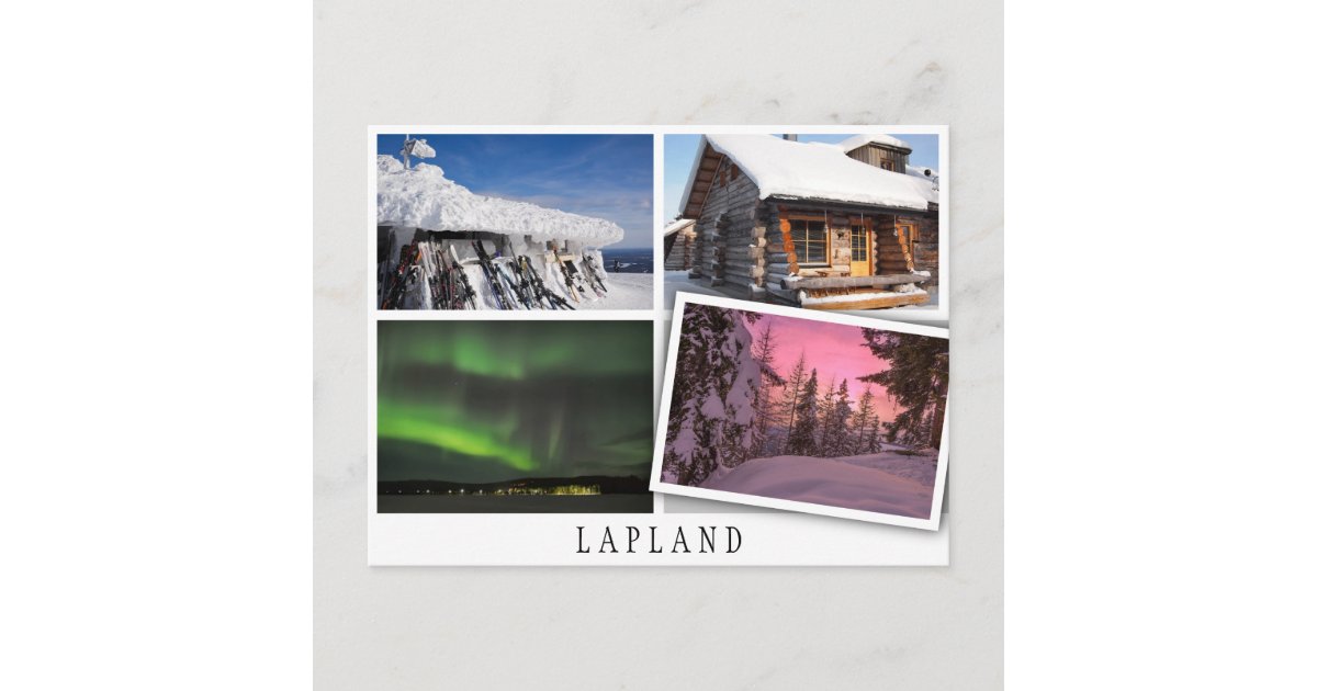 Lapland winter landscapes collage with loose image postcard | Zazzle