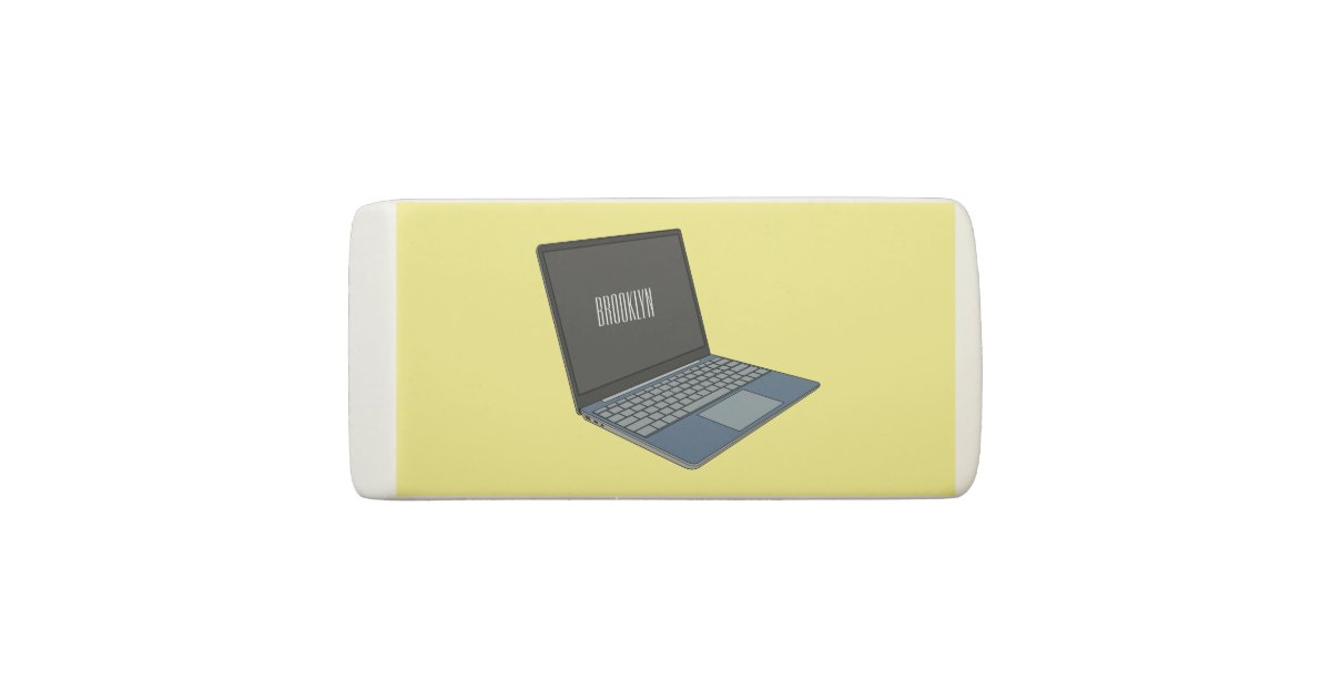 Laptop cartoon illustration eraser | Zazzle