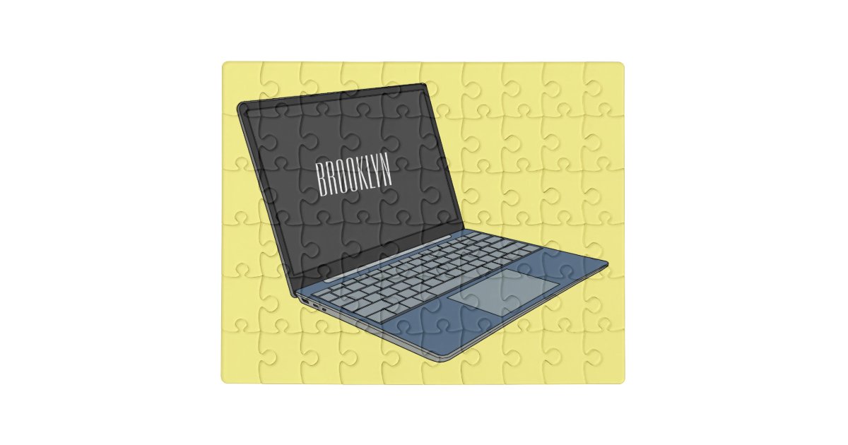 Laptop cartoon illustration jigsaw puzzle | Zazzle