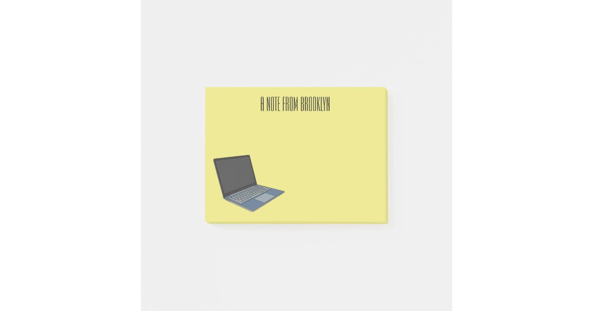 Laptop cartoon illustration post-it notes | Zazzle