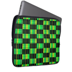 Laptop Case With Green and Black Plaid Pattern | Zazzle