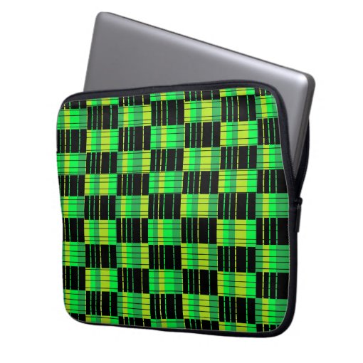 Laptop Case With Green and Black Plaid Pattern | Zazzle