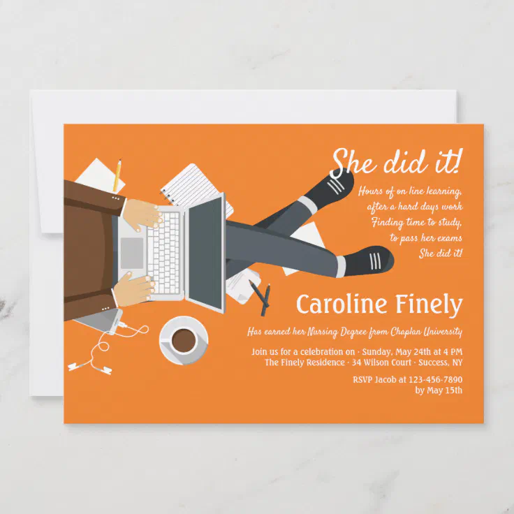 Laptop Studies Graduation Invitation | Zazzle