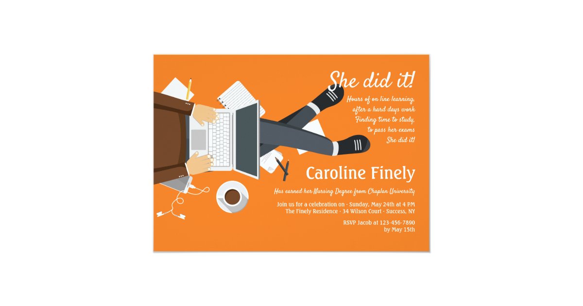Laptop Studies Graduation Invitation | Zazzle.com