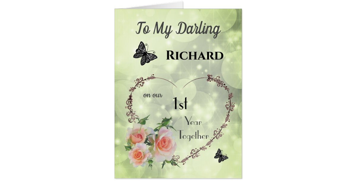 Large 1st Year Together Anniversary Greeting Card | Zazzle
