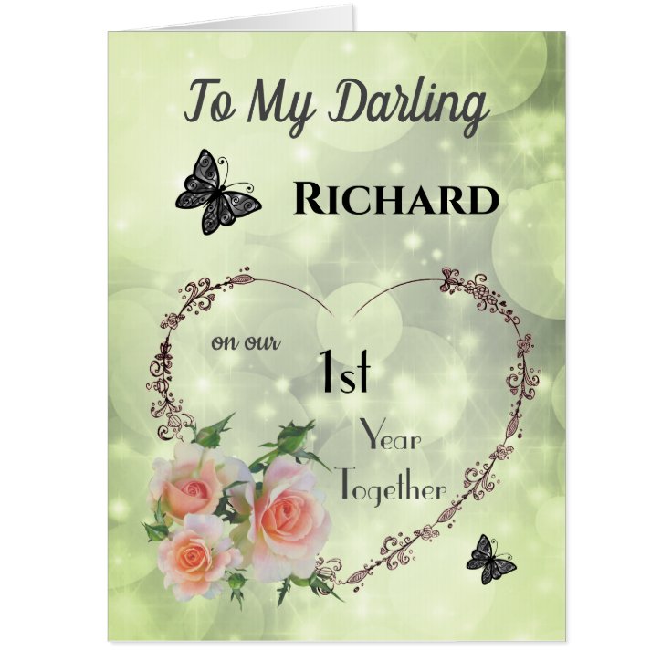 Large 1st Year Together Anniversary Greeting Card | Zazzle