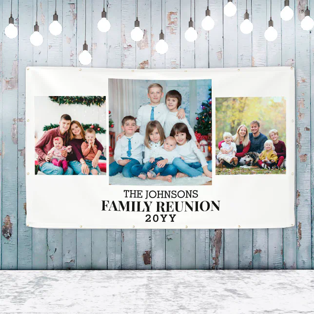 Large 3 Photo Collage Family Reunion Custom Banner | Zazzle