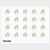 LARGE AGE NUMBER modern 18 gold glitter Classic Round Sticker | Zazzle