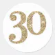 LARGE AGE NUMBER modern 30 gold glitter Classic Round Sticker | Zazzle