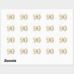 LARGE AGE NUMBER modern 90 gold glitter Classic Round Sticker | Zazzle