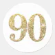 LARGE AGE NUMBER modern 90 gold glitter Classic Round Sticker | Zazzle