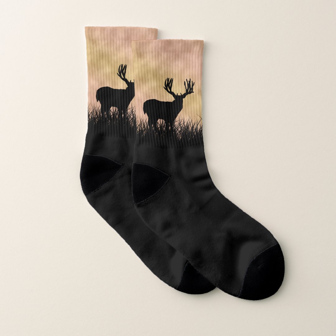 Large Antler Buck Deer Hunter Socks | Zazzle