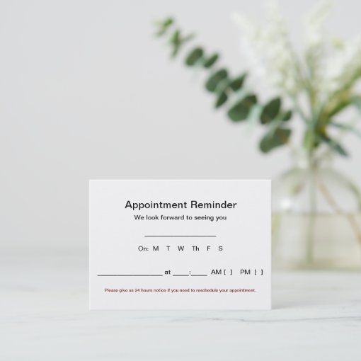 Large Appointment Reminder Cards (100 pack-White) | Zazzle