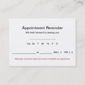 Large Appointment Reminder Cards (100 pack-White) | Zazzle