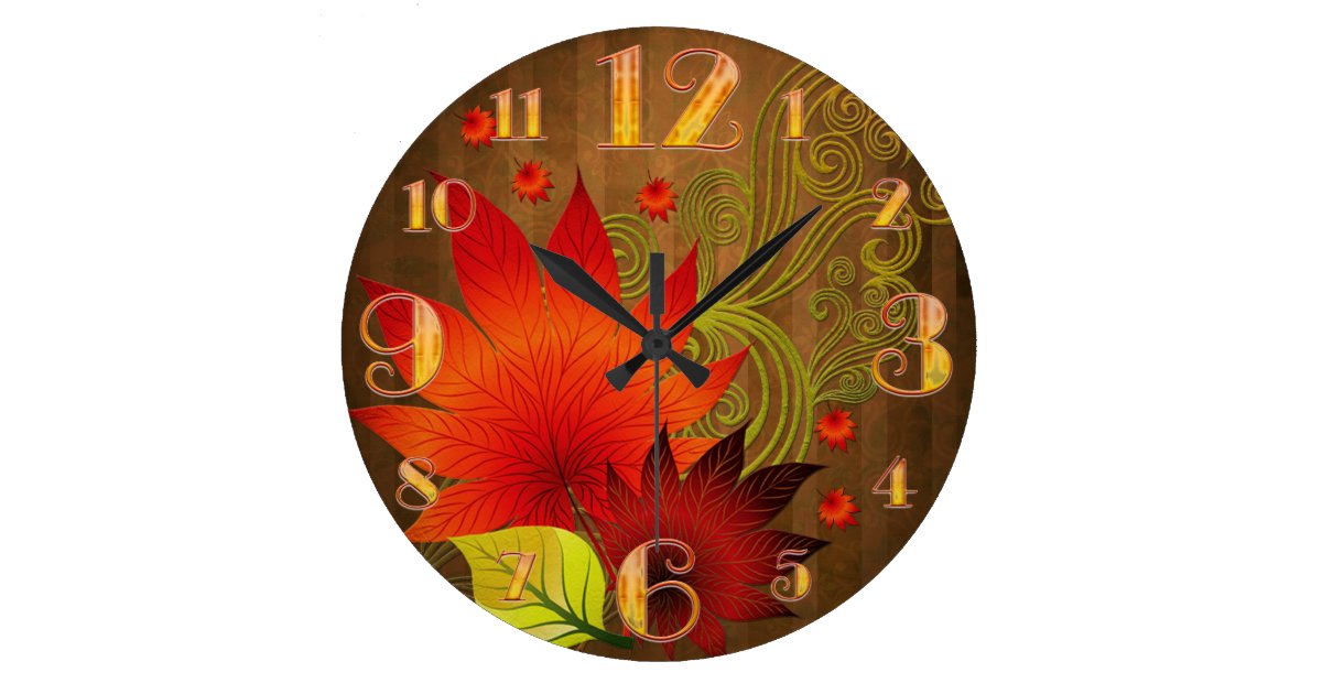 Large Autumn Leaves Wall Clock | Zazzle.com