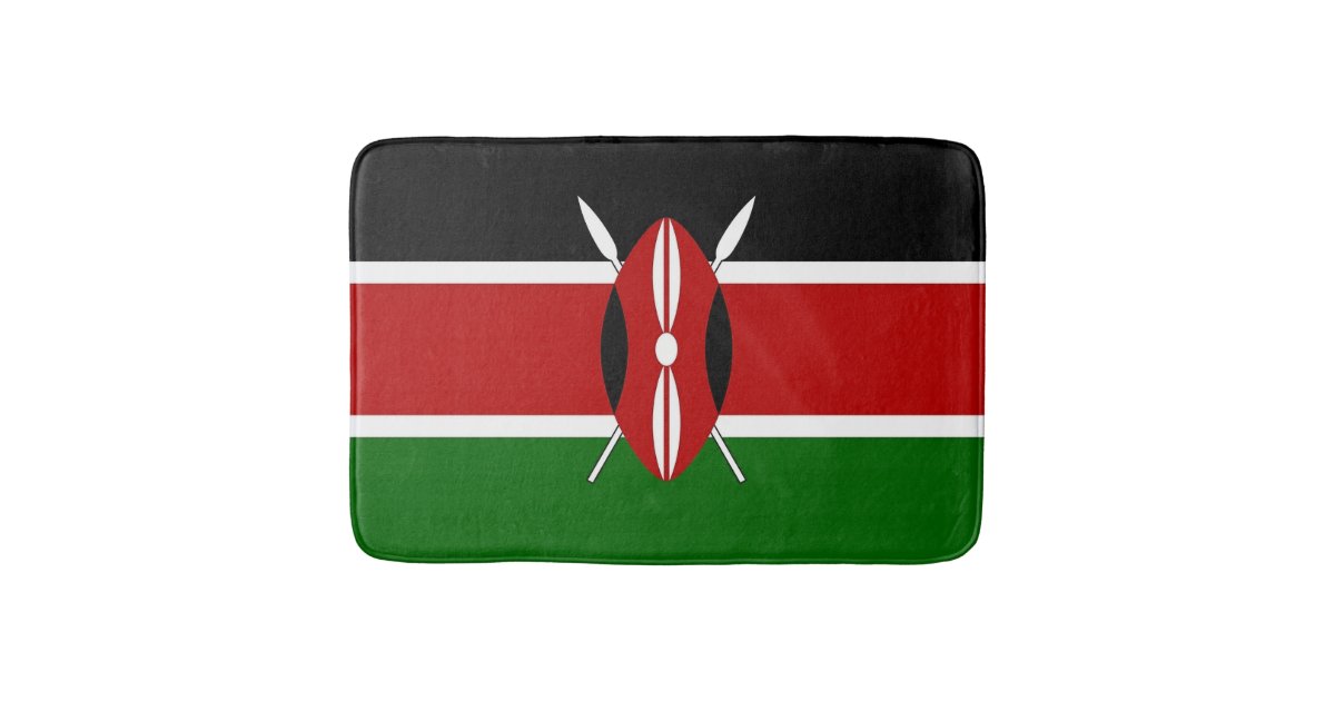 Large bath mat with flag of Kenya | Zazzle