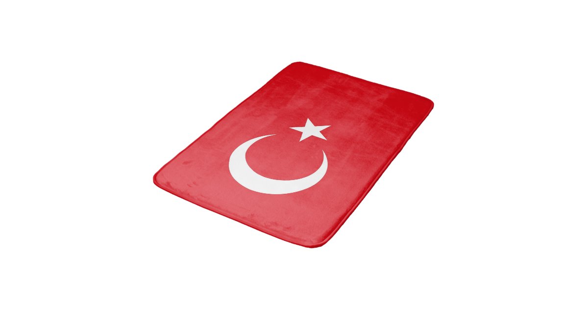 Large bath mat with flag of Turkey | Zazzle