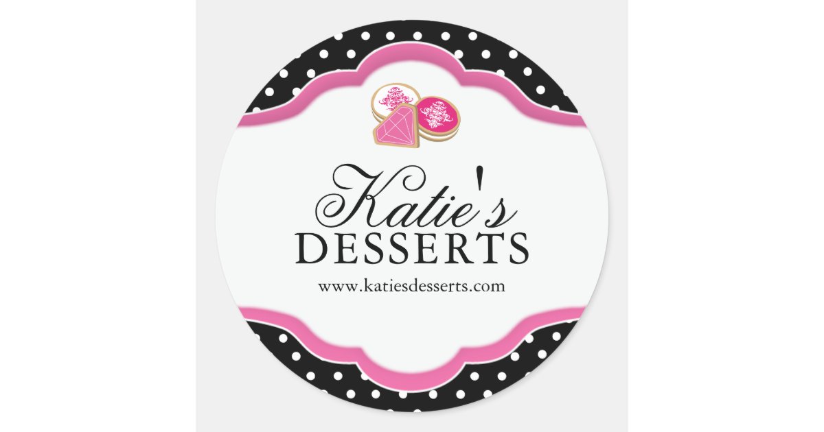 Large Black and Pink Bakery Packaging Stickers | Zazzle