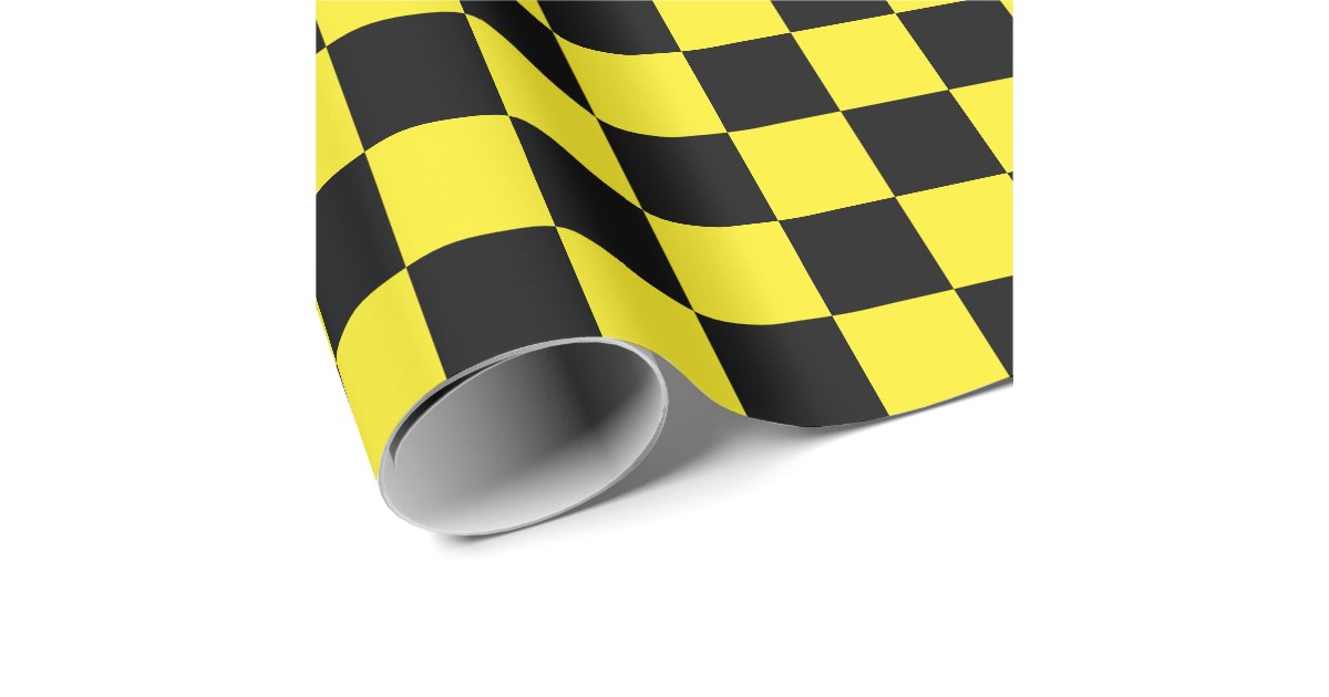 Large Black and Yellow Checks Wrapping Paper | Zazzle