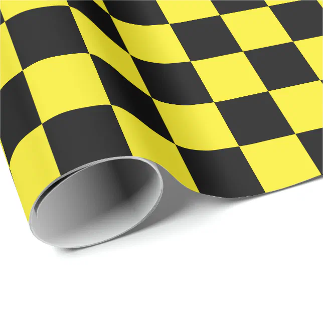 Large Black and Yellow Checks Wrapping Paper | Zazzle