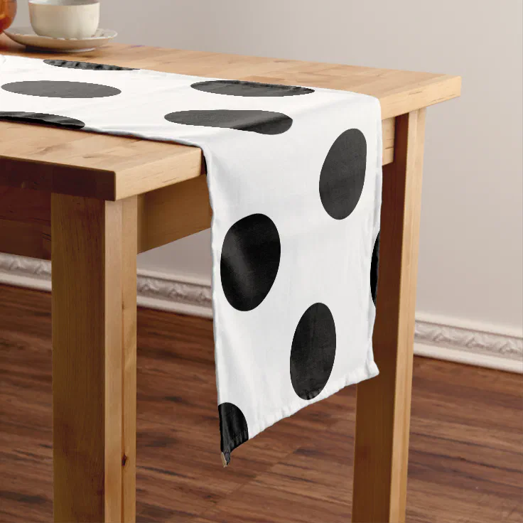 Large Black Polka Dot Pattern - Custom Color White Short Table Runner ...