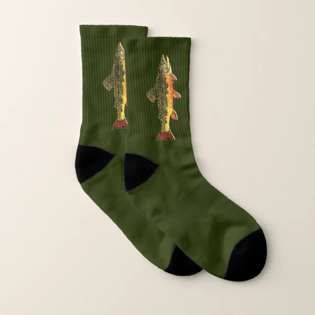 Large Brook Trout Fishing Angler's Socks | Zazzle