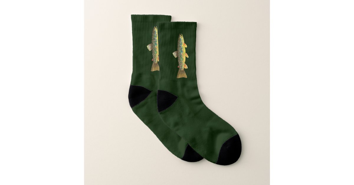 Large Brown Trout Fly Fishing Anglers Socks | Zazzle