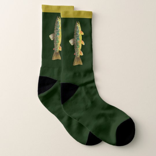 Large Brown Trout Fly Fishing Anglers Socks | Zazzle.com