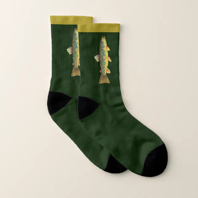 Large Brown Trout Fly Fishing Anglers Socks | Zazzle