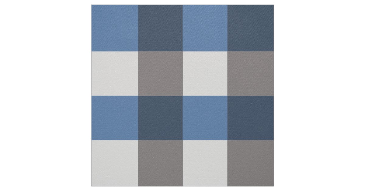 Large Buffalo Check, grey / gray and blue Fabric | Zazzle