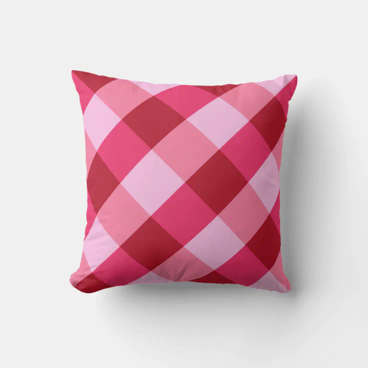 Large Buffalo Check, strawberry pink and red Throw Pillow | Zazzle