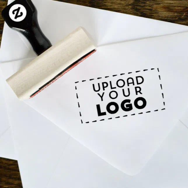 Large Business Logo Custom Rubber Wooden Stamp | Zazzle