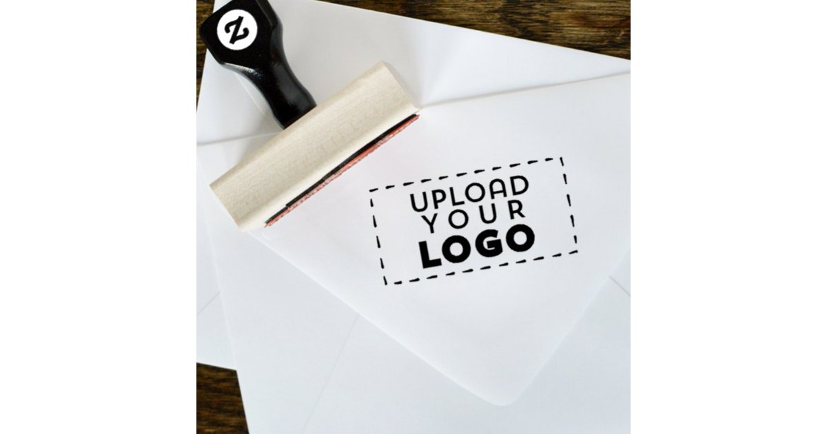 Large Business Logo Custom Rubber Wooden Stamp | Zazzle