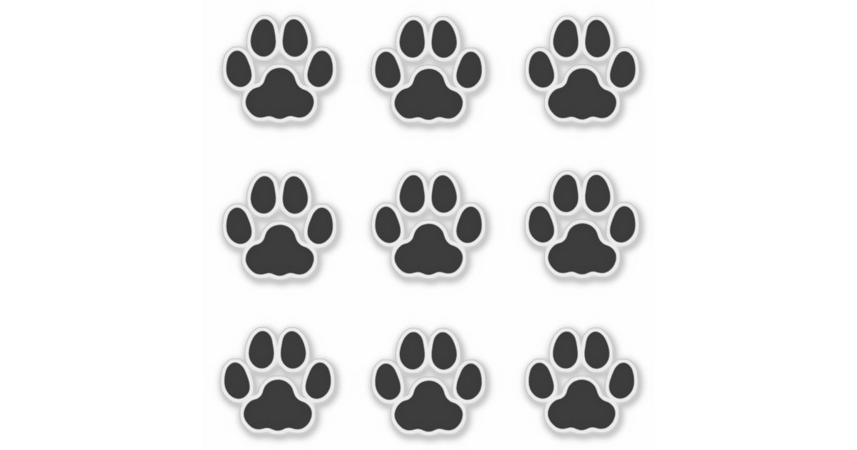 Large Cat Paw Prints Black Animal Tracks Decals | Zazzle