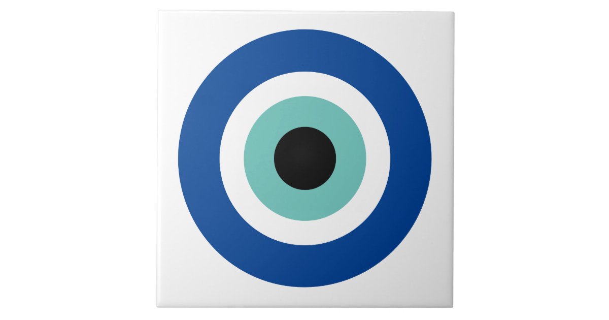 Large ceramic tile with Evil Eye Blue Mati symbol | Zazzle