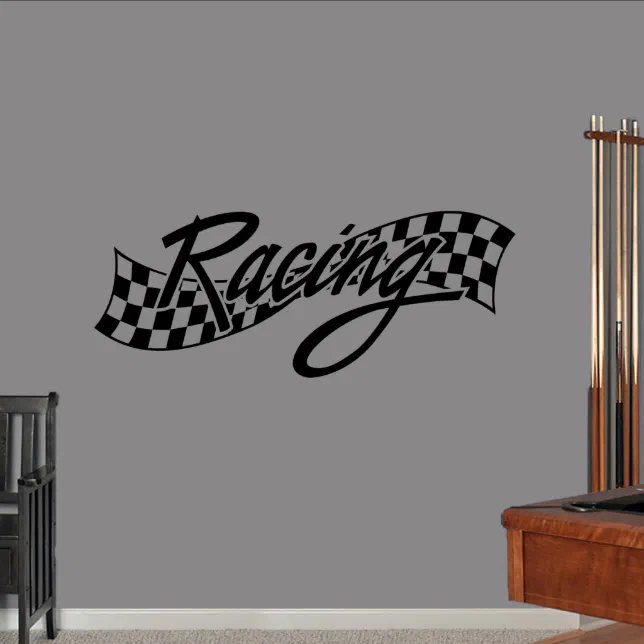 Large Checkered Racing Black Wall Decal | Zazzle