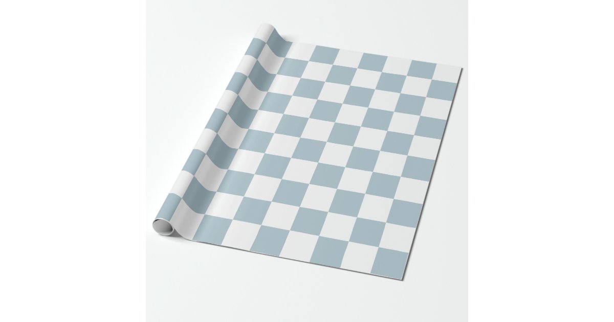 Large Checks Pastel Blue White Checkered Wrapping Paper Zazzle