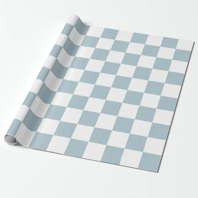 Large Checks Pastel Blue White Checkered Wrapping Paper | Zazzle