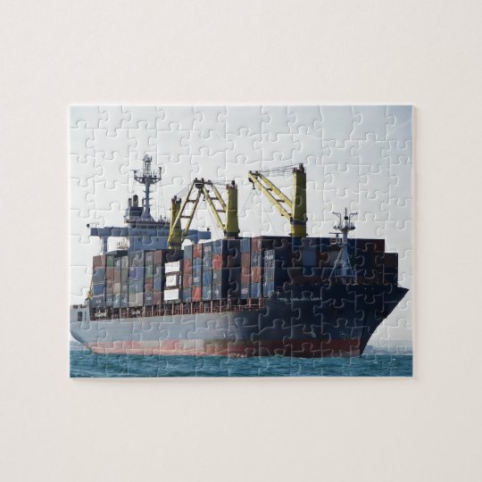Large Container Ship At Anchor Jigsaw Puzzle | Zazzle.com
