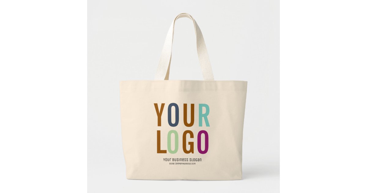 Large Custom Cotton Tote Bag with Logo | Zazzle
