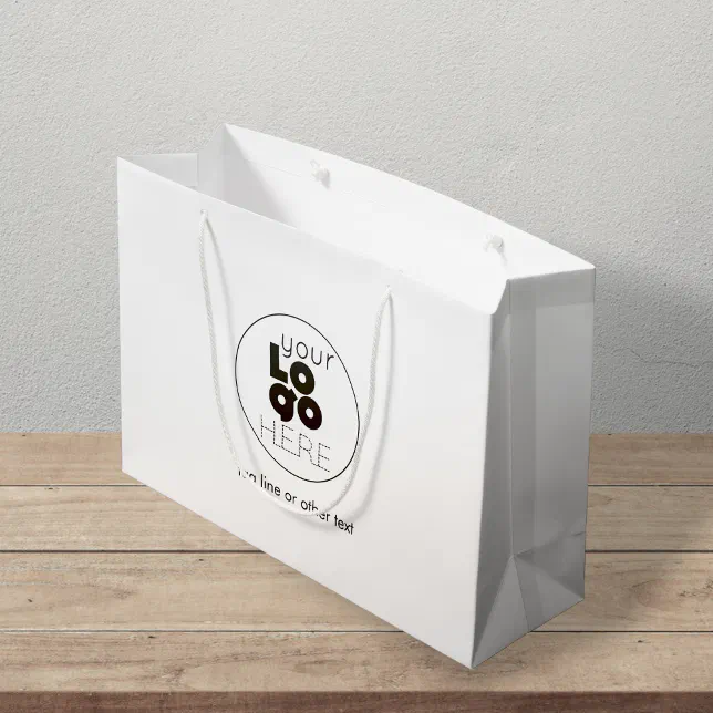 Large Custom Paper Logo White Shopping Bag | Zazzle