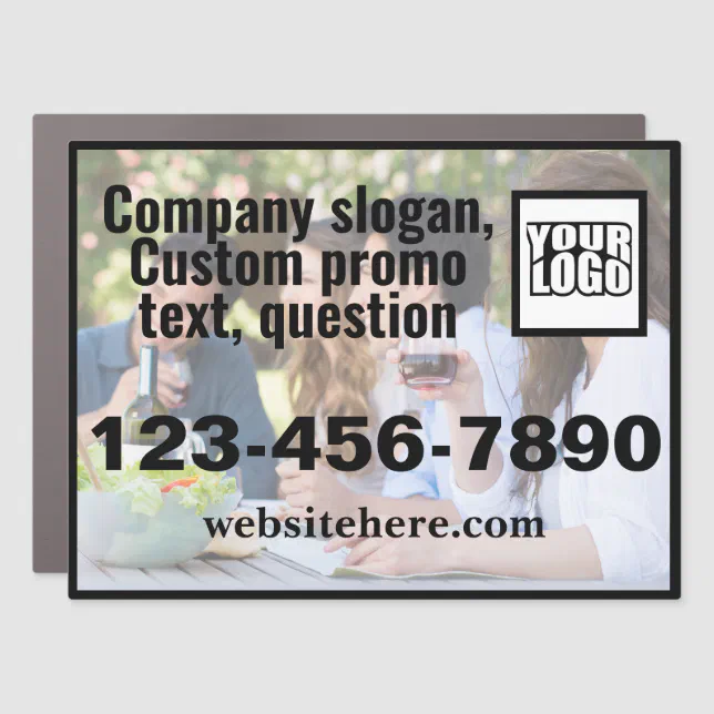 Large Custom Photo White Logo Frame Advertisement Car Magnet | Zazzle