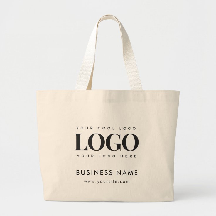Large Custom Tote Bag with Rectangle Logo & Text | Zazzle