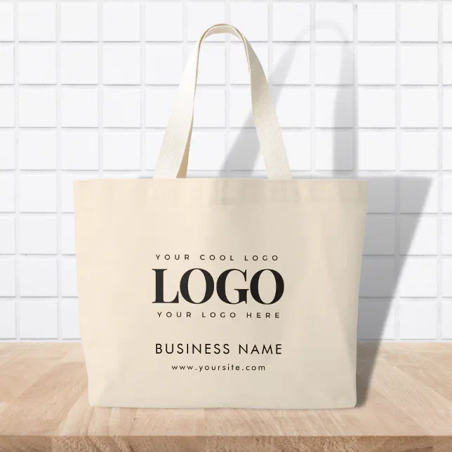 Large Custom Tote Bag with Rectangle Logo & Text | Zazzle