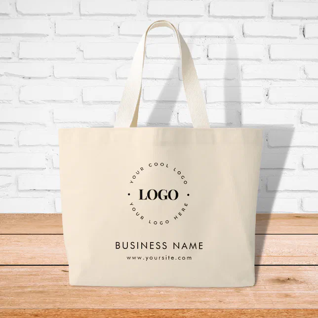 Large Custom Tote Bag with Round Circle Logo Text | Zazzle